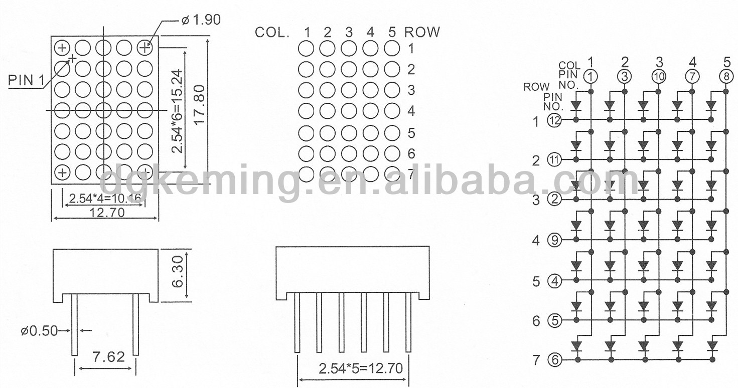 1.9mm 5x7 dot matrix display ultra blue led dot matrix factory