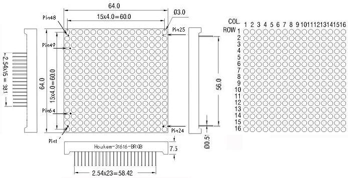 16x16 Dot matrix RGB | RGB LED Matrix 16x16 | HOUKEM